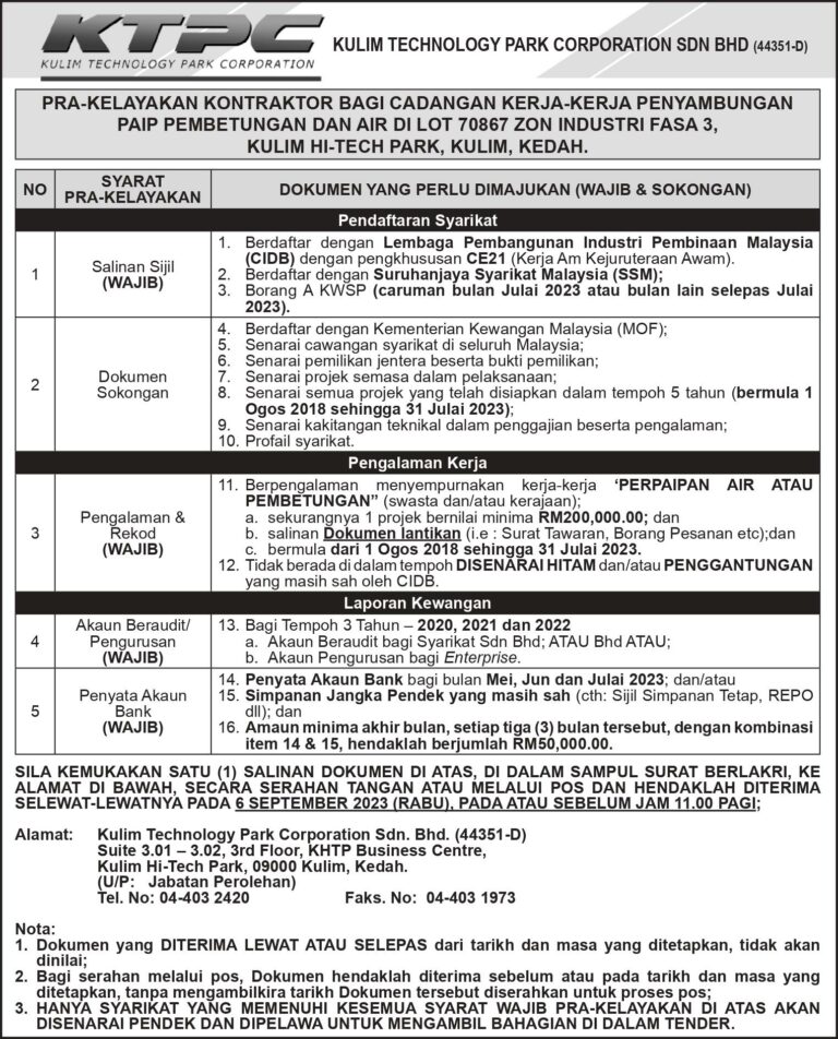 Tender & Quotation - KHTP